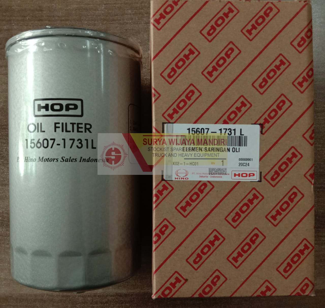 HINO OIL FILTER 15607-1731L - DISTRIBUTOR SPAREPART ALAT BERAT JAKARTA - CV SURYA WIJAYA MANDIRI